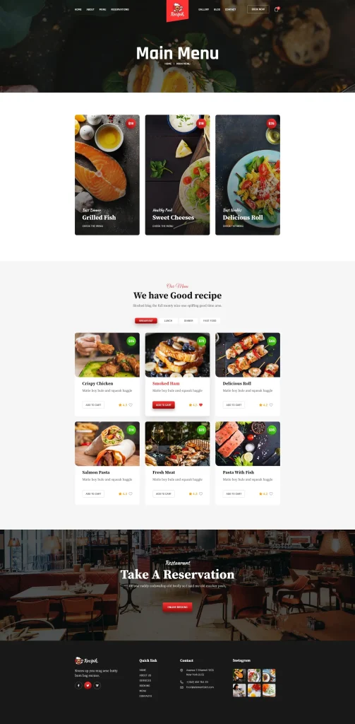 Recipe Menu - GutenKit